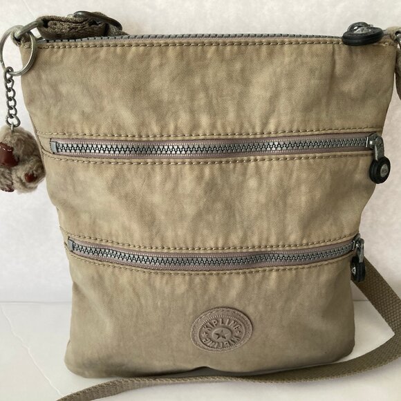Kipling | Bags | Kipling Stone Beige Nylon Crossbody Handbag With ...